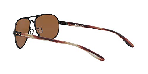 Oakley Women's OO4108 Tie Breaker Pilot Sunglasses, Polished Black/Prizm Tungsten, 56 mm