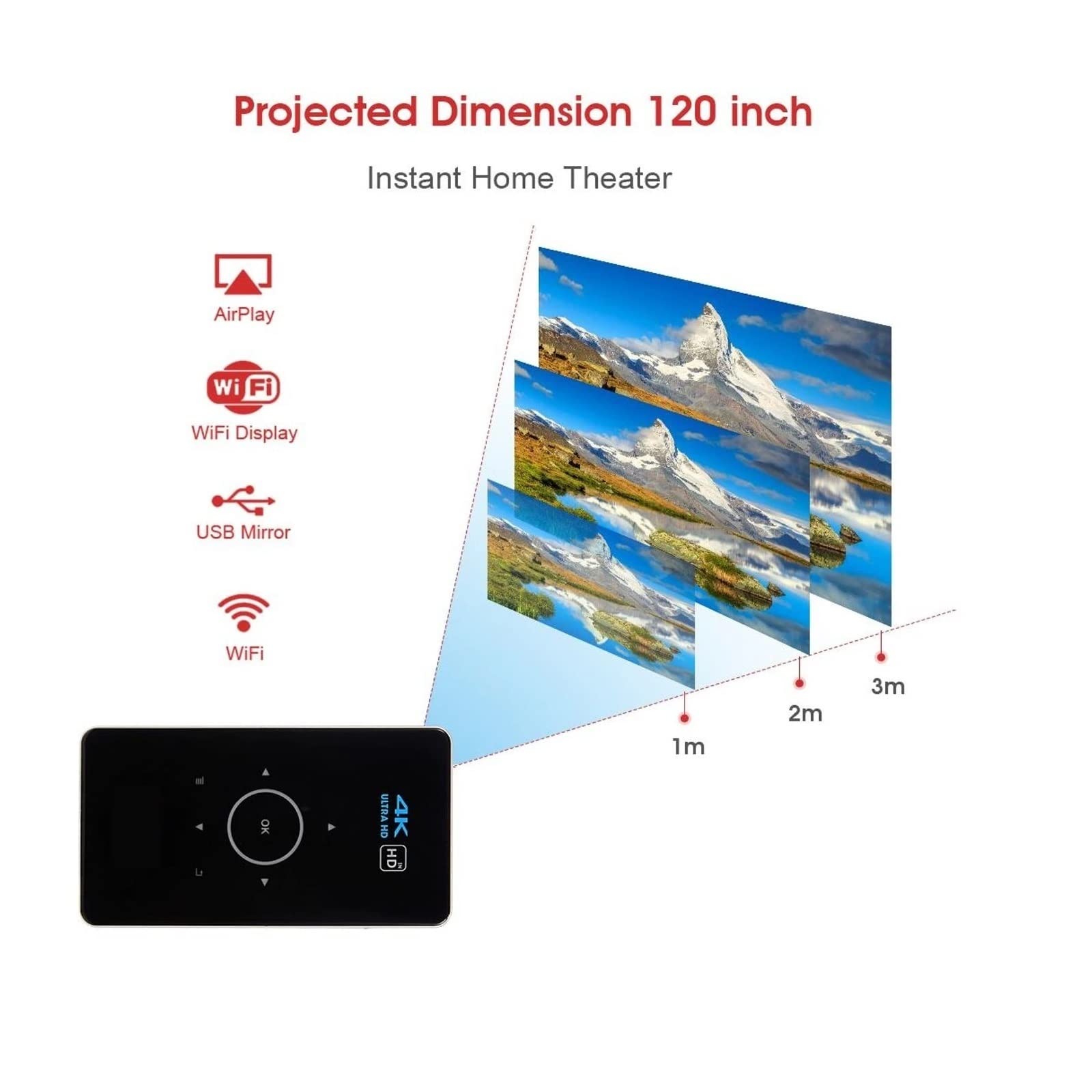 C6 Mini Projector DLP Portable Movies 4K 1080P Outdoor Smart Home Theater Playback (Color : 2G32G) (2G16G )