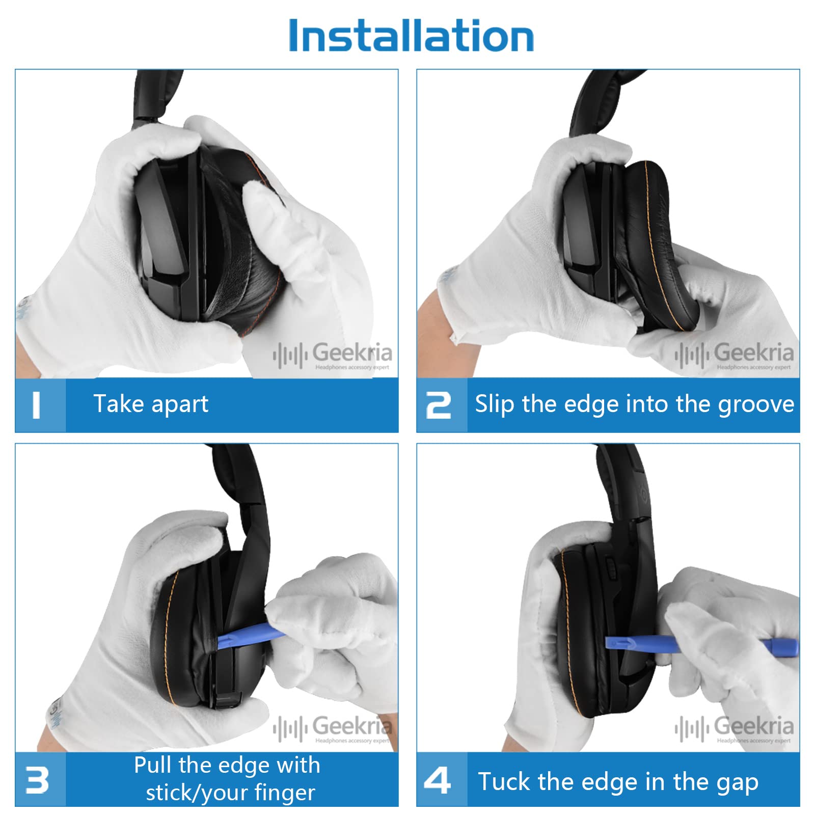 Geekria Earpad and Headband Set, Compatible with SteelSeries Siberia 800/840 Headphone, Repair Parts Suit (Black)