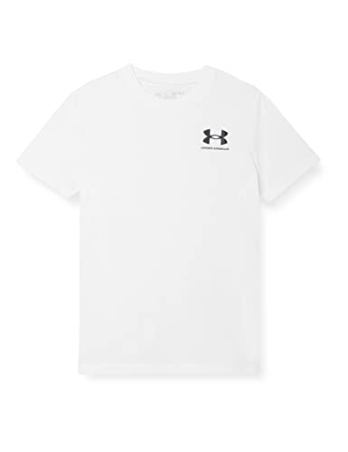 Under Armour Boys' Sportstyle Left Chest Short-Sleeve T-Shirt , White (100)/Black , Youth Large