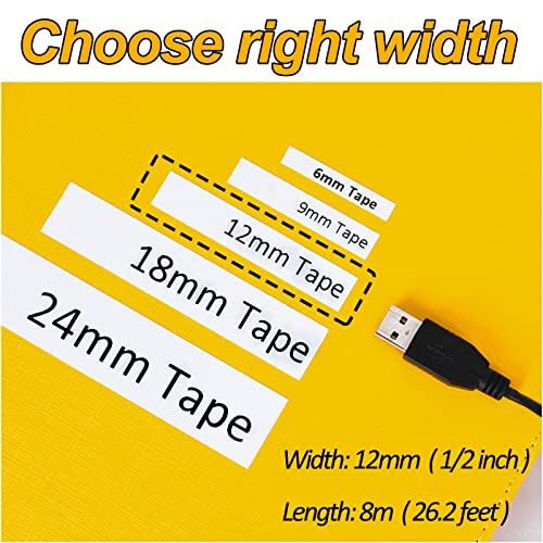 Hehua Tze Tz Tape 12mm 0.47 Laminated Tape Compatible for Brother Label Maker Tape TZe-231 TZe-131 for Ptouch PTD210 PTH110 PTD400 PTD600 ( Black on White/ Clear, 3+3 Pack )