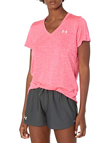 Under Armour Women's Tech V-Neck Twist Short-Sleeve T-Shirt , Cerise (655)/Metallic Silver , Large