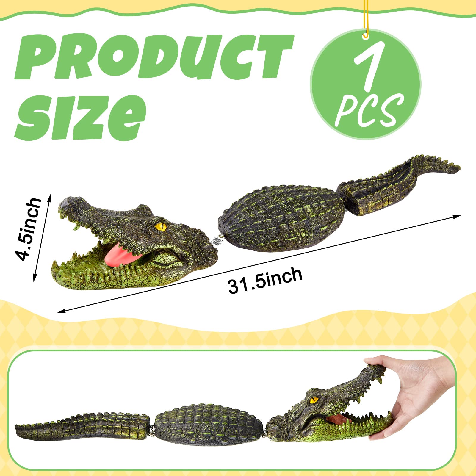 Sotiff 31.5 Inches Floating Alligator Decoy Floating Crocodile Decoy for Pool Fake Alligator Pool Float Statue Toy Garden Animal Figurines Water Pond Decorations for Pond Outdoor Yard, Green