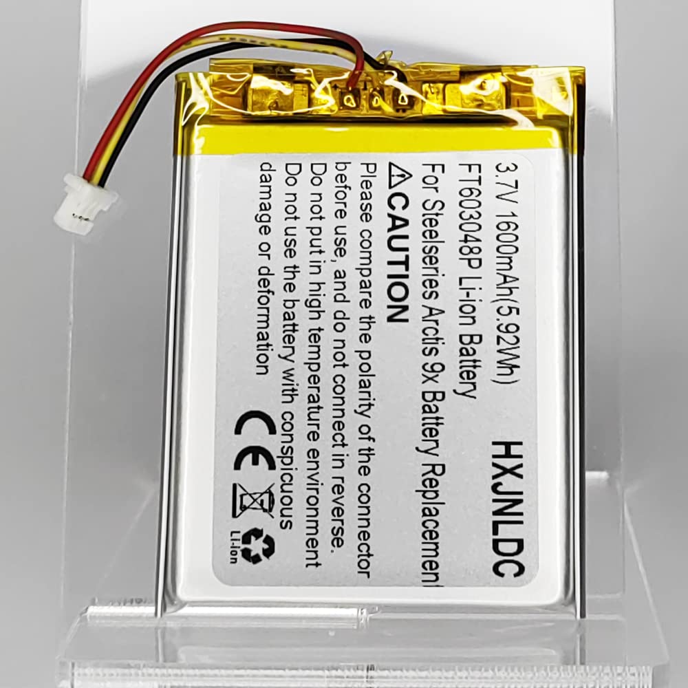 HXJNLDC DC 3.7V 1600mAh FT603048P Rechargeable Polymer Lithium Battery for Steelseries Arctis 9X Wireless Gaming Headset Battery Replacement