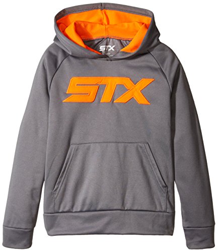 STX Little Boys' Fleece Pullover Hoodie Sweatshirt, Gray/Orange, 7