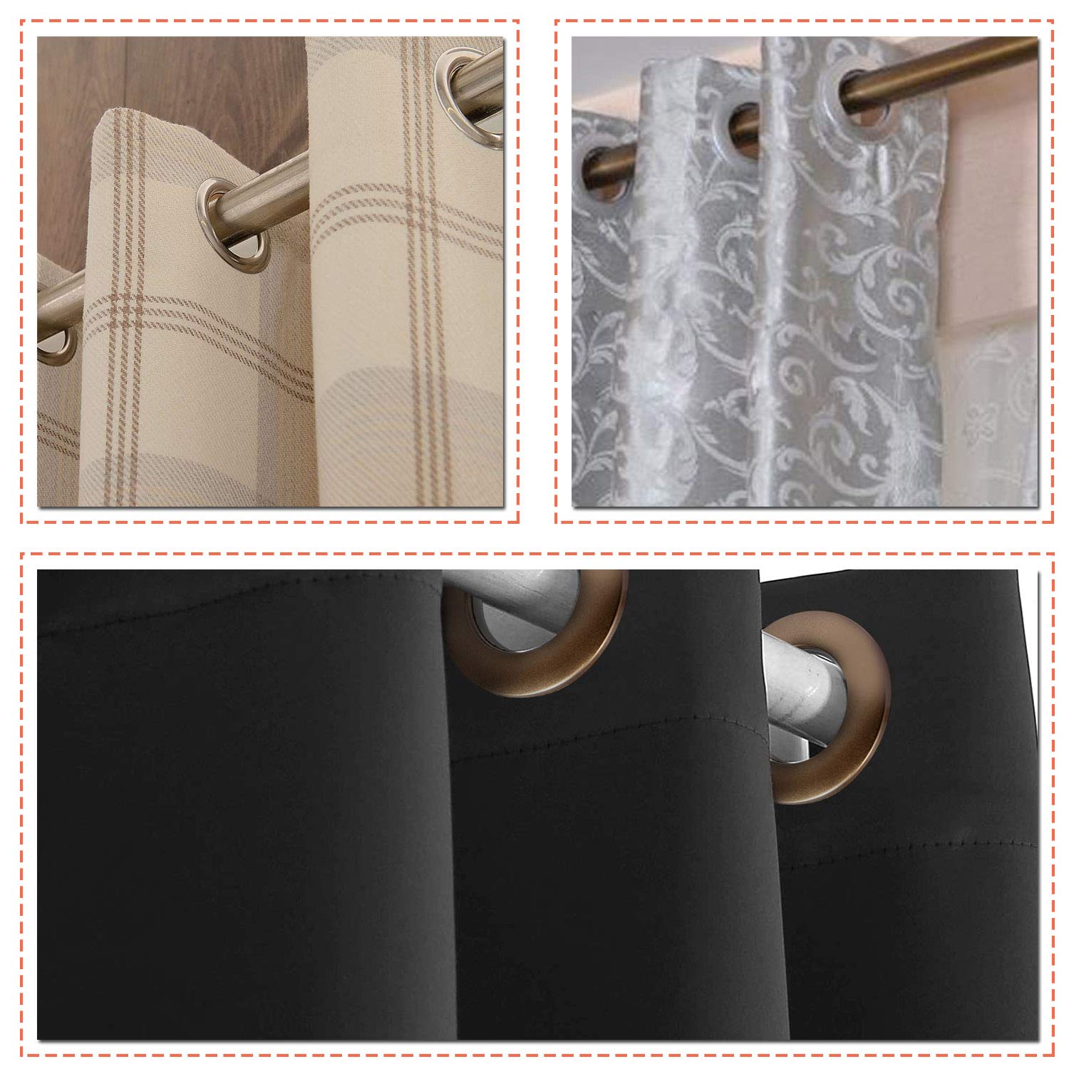 Trimming Shop Curtain Eyelets Plastic Round Grommet Rings Clips for Window, Door, Room Curtains & Drapes, DIY Drapery Supplies, Backdrop Attachment (Gold, 10pcs)