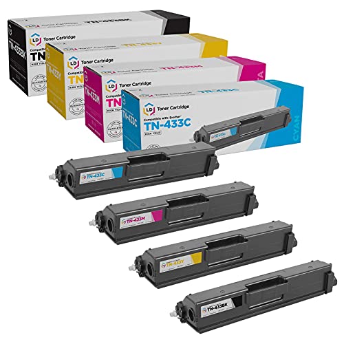 LD Products Compatible Toner Cartridge Replacements for Brother TN433 High Yield (Black, Cyan, Magenta, Yellow, 4-Pack) for use in HL-L8260CDW, HL-L8360CDW, HL-L8360CDWT, HL-L9310CDW, MFC-L9570CDWT