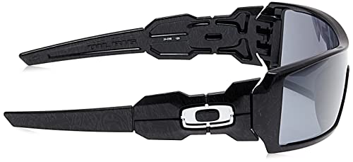 Oakley Men's OO9081 Oil Rig Rectangular Sunglasses, Polished Black & Silver Ghost Texture/Black Iridium, 28 mm