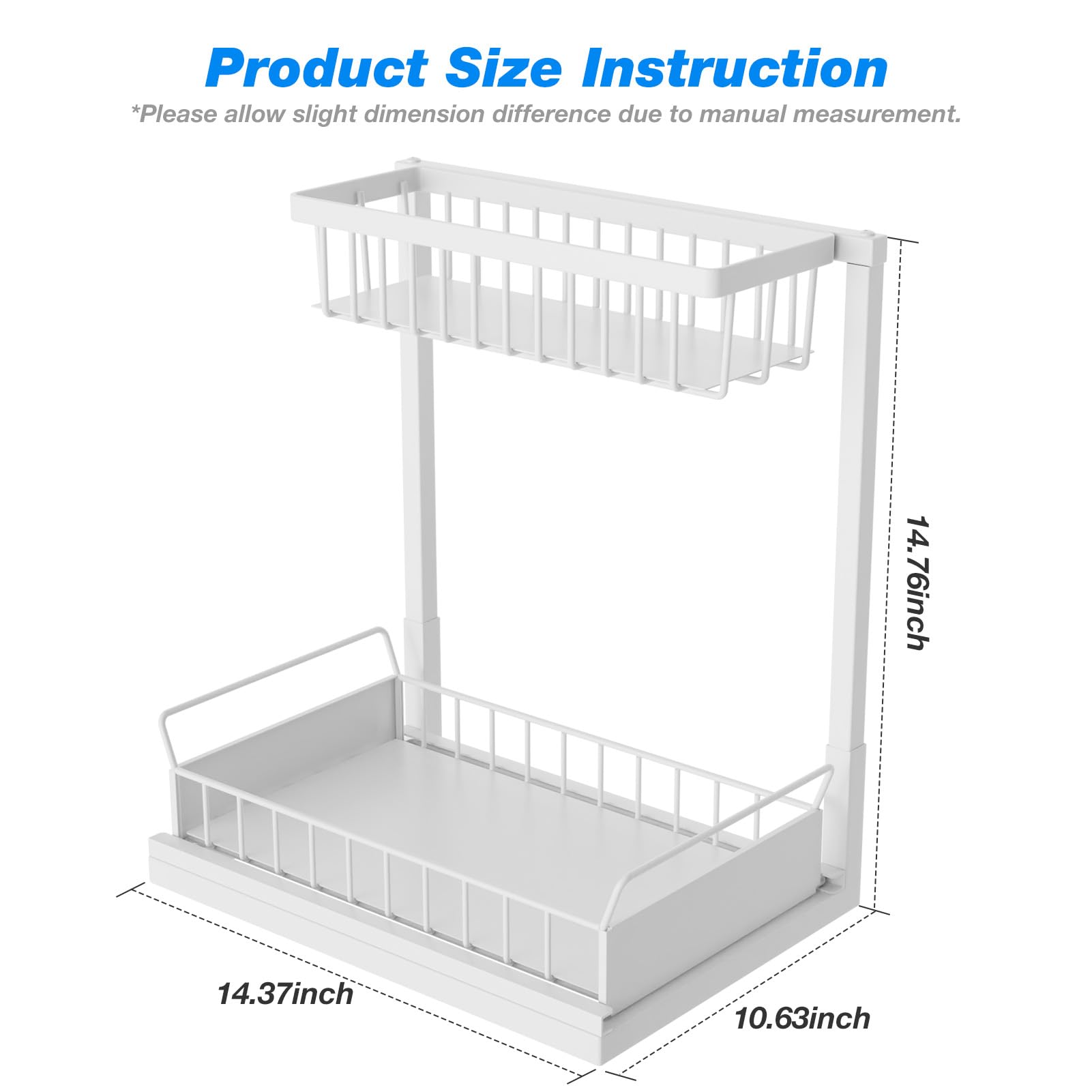 Atorica Under Sink Organizer, Pull Out Cabinet Organizer 2-Tier Slide Out Under Cabinet Storage, Multi-Use Under Kitchen Bathroom Sink Organizers and Storage