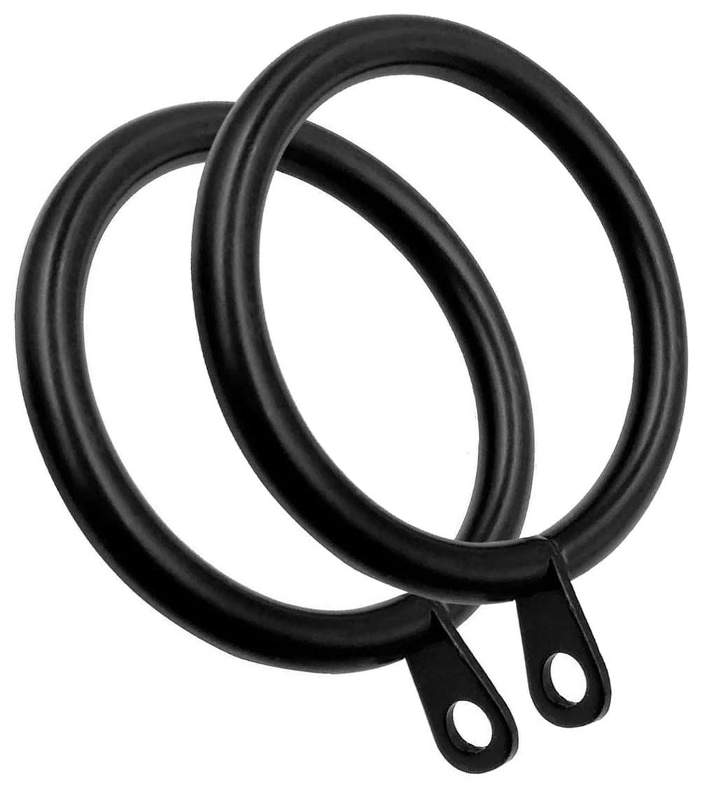 28Pcs Metal Flat Curtain Ring with Eyelet 1.5" Inner Diameter,Fits Up to 1 1/4-Inch Rod-Black