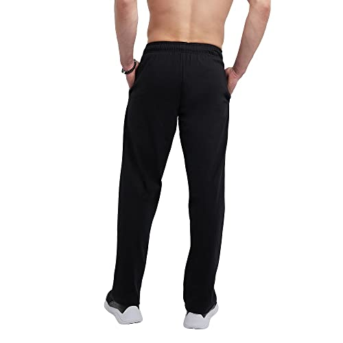 Champion mens Everyday Cotton Open Bottom Pants, Black, 4X-Large US
