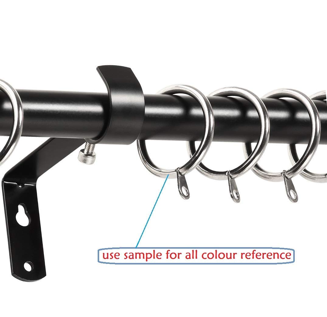 28Pcs Metal Flat Curtain Ring with Eyelet 1.5" Inner Diameter,Fits Up to 1 1/4-Inch Rod-Black