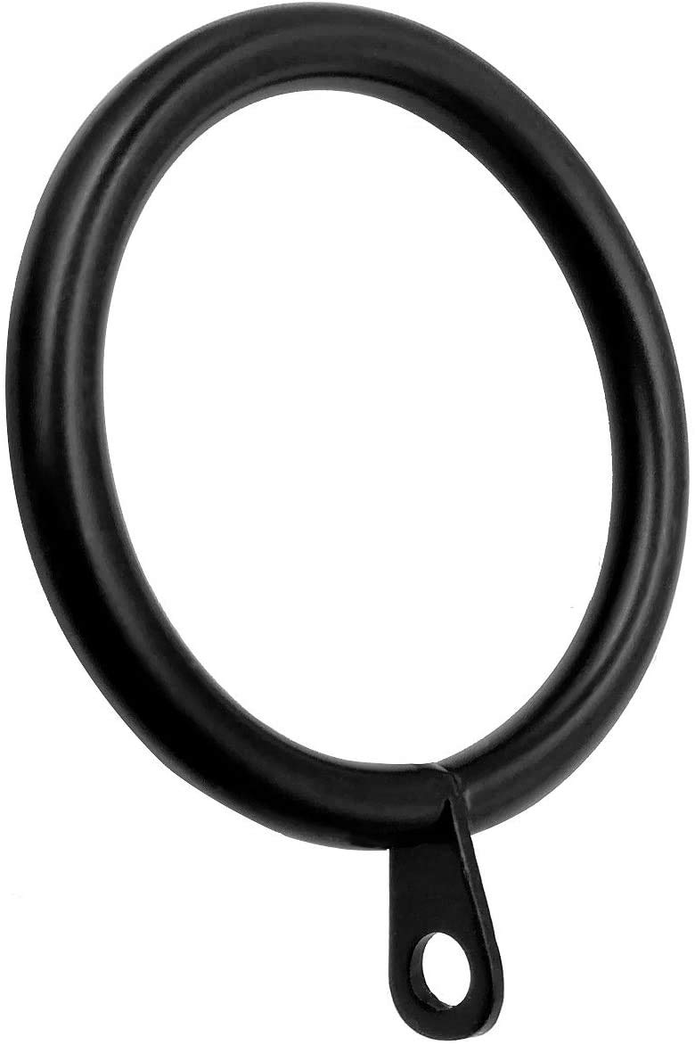 28Pcs Metal Flat Curtain Ring with Eyelet 1.5" Inner Diameter,Fits Up to 1 1/4-Inch Rod-Black