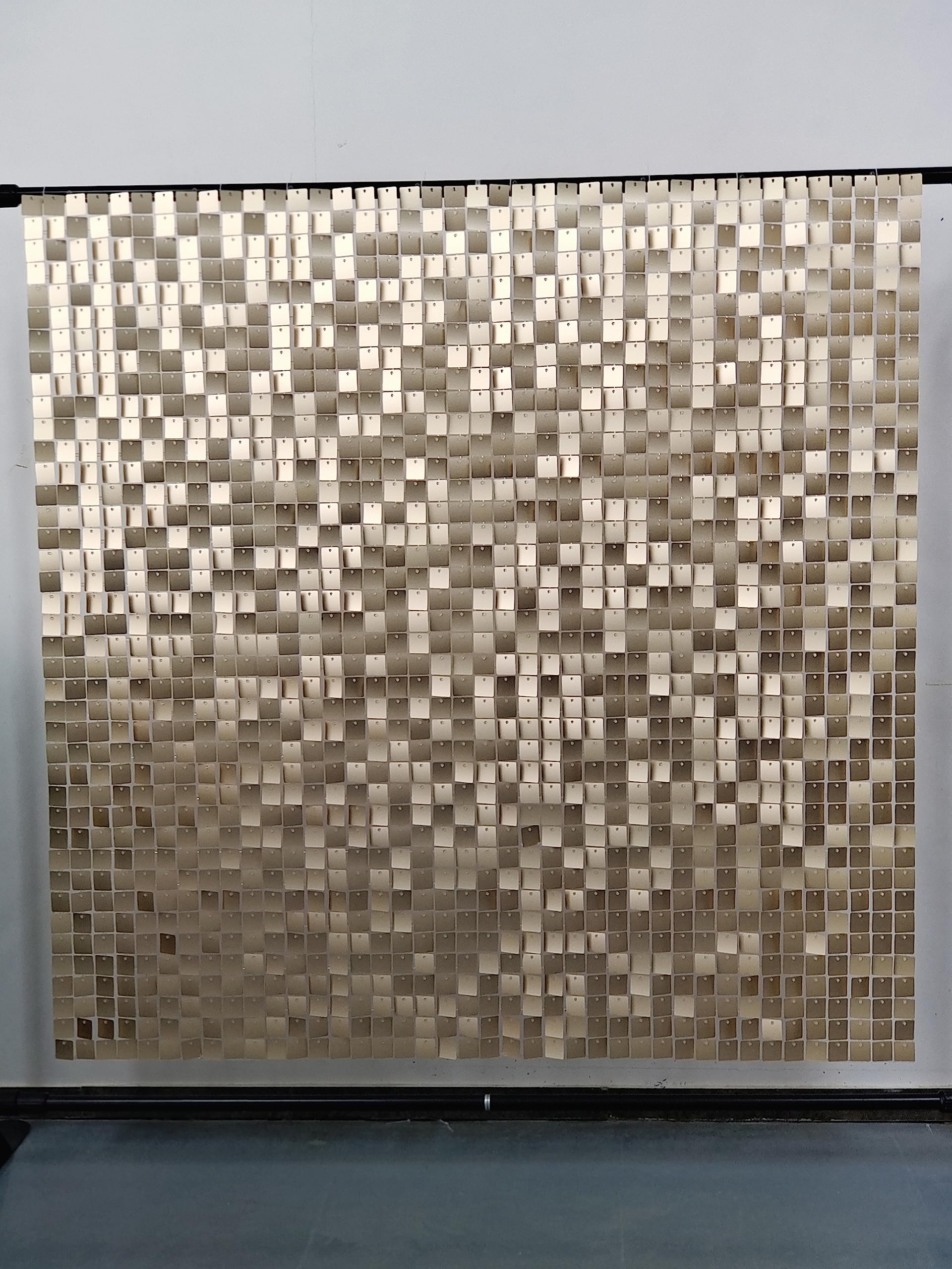 Rehoodeco Matt Gold Shimmer Wall Backdrop 50PCS Square Sequin Backdrop Decoration Panels, Photo Backdrops for Birthday Anniversary Wedding Engagement Party Decoration 3D Wallpaper (MattGold3)