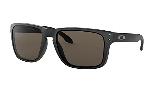 Oakley Holbrook Sunglasses (Matte Black Frame, Warm Grey Lens) with Lens Cleaning Kit and Country Flag Microbag