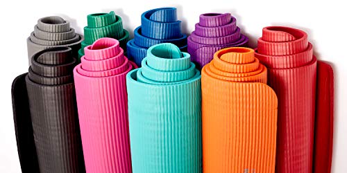 Gaiam Essentials Thick Yoga Mat Fitness & Exercise Mat With Easy-Cinch Carrier Strap, Teal, 72"L X 24"W X 2/5 Inch Thick