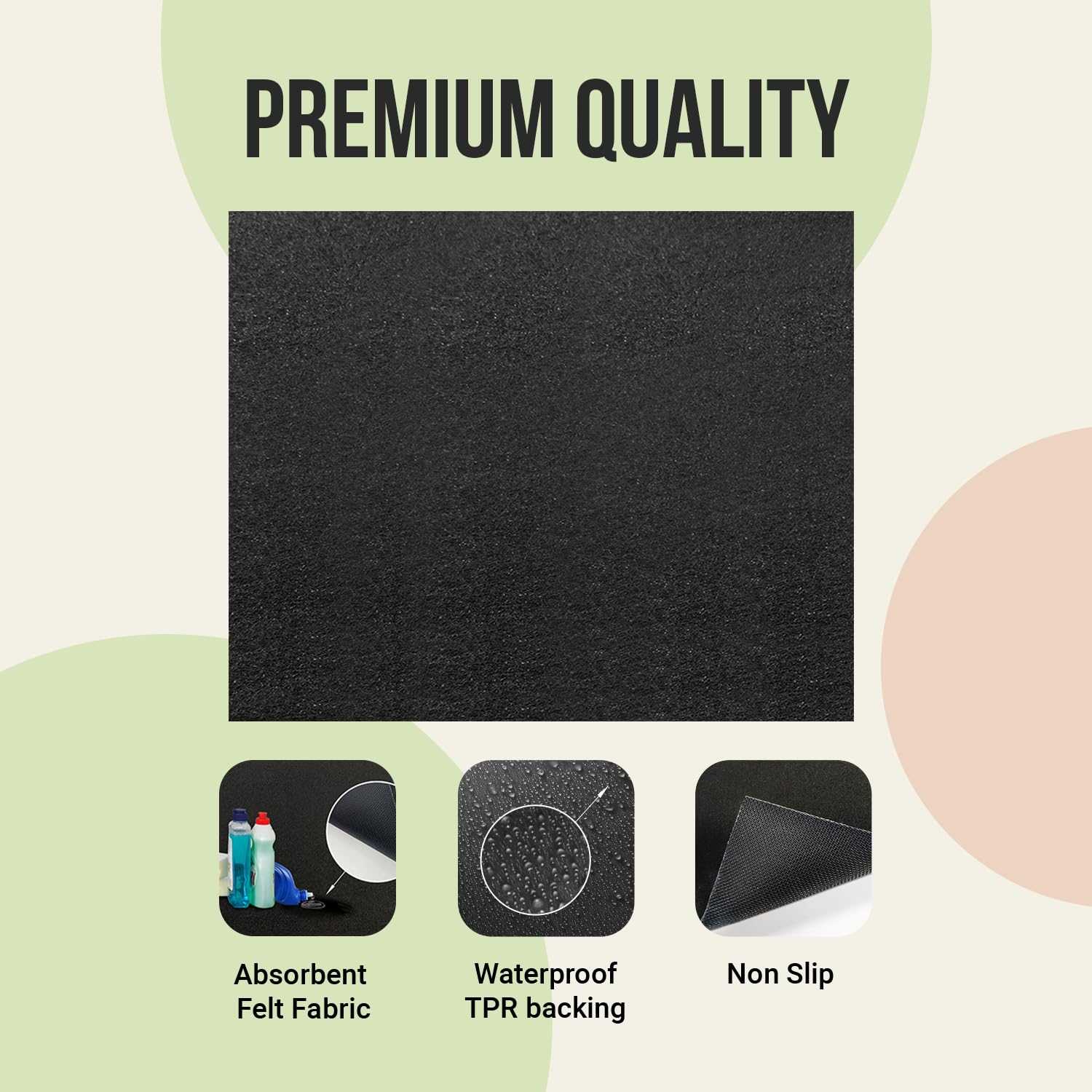ITSOFT Under The Sink Mat, Kitchen Tray Drip, Cabinet Liner, Waterproof Layer, Reusable, Washable 36 x 48 Inches Black
