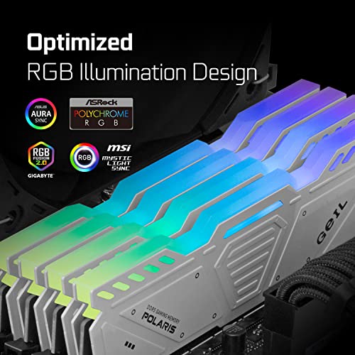 GeIL Polaris RGB DDR5 RAM, 32GB (16GBx2) 5600MHz 1.1V ,AMD Compatible, Long DIMM High Speed Desktop Memory, Hardcore Immersive Gaming/Multimedia Content Creation/Quality Live Streaming(White)