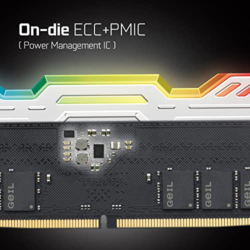 GeIL Polaris RGB DDR5 RAM, 32GB (16GBx2) 5600MHz 1.1V ,AMD Compatible, Long DIMM High Speed Desktop Memory, Hardcore Immersive Gaming/Multimedia Content Creation/Quality Live Streaming(White)