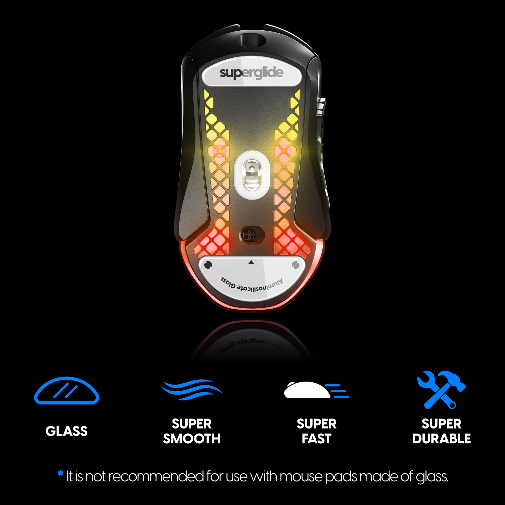 Superglide - Fastest and Smoothest Mouse Feet/Skates Made with Ultra Strong Flawless Glass Super Fast Smooth and Durable Sole for SteelSeries Aerox 3 / Aerox 9 Wireless