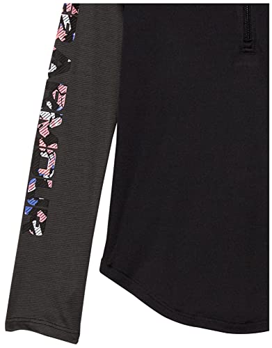 Under Armour Girls' Standard Tech Graphic Half-Zip T-Shirt, (003) Black / / White, Youth Medium