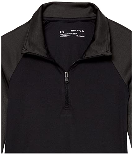 Under Armour Girls' Standard Tech Graphic Half-Zip T-Shirt, (003) Black / / White, Youth Medium
