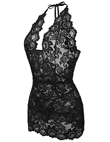 Gladiolus Women Lingerie One Piece Bodysuit Teddy Outfits Black M