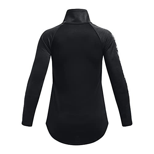 Under Armour Girls' Standard Tech Graphic Half-Zip T-Shirt, (003) Black / / White, Youth Medium