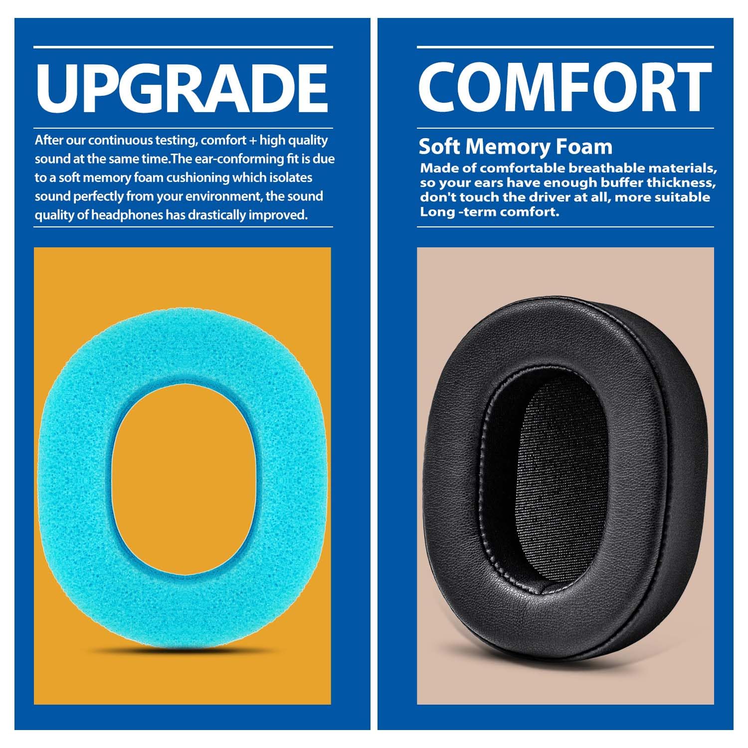 WH 1000XM5 Earpads for WH-1000XM5 (WH1000XM5) by TRANSTEK, Replacement Ear Pads Cushions with High-Density Noise Isolation Foam, Added Thickness-Comfort Leather