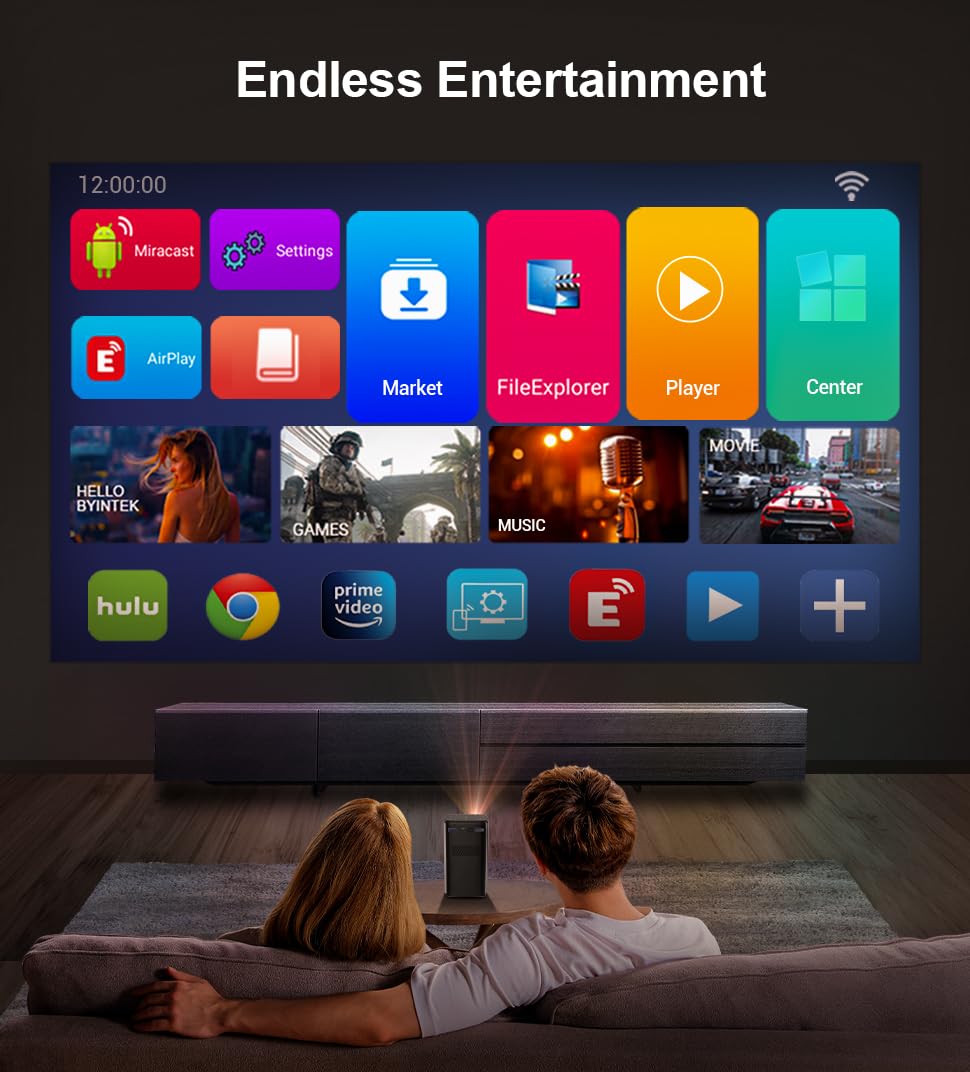 Ivoltronics BYINTEK P70 3D 4K Mini Cinema Smart Android WiFi Portable 1080P Home Theater Video LED DLP Projector with Battery