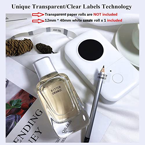 Memoking Label Maker Machine with Tape D30 Small Portable Inkless Handheld USB Label Printer for Clear Label, Document, Kitchen, Compatible with Smartphone and Tablet, with 12x40mm Label, White