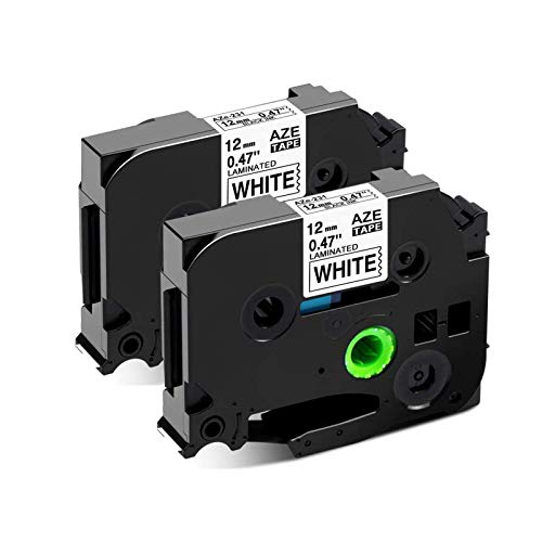 AOJE Compatible Label Tape Replacement for Brother P-Touch TZe-231 12mm 0.47 Black on White Tape TZe231 TZ Laminated Work with Brother Ptouch Label Makers 1230 1280 1880, 2-Pack