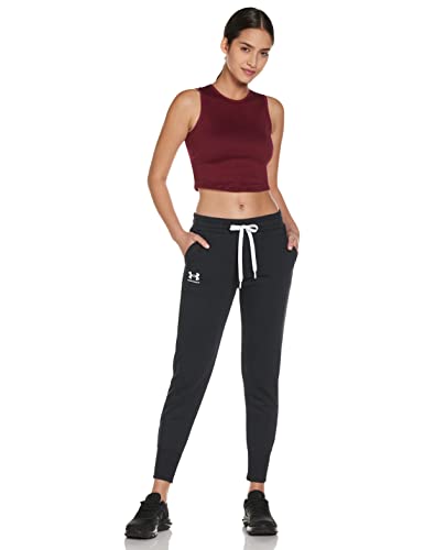 Under Armour womens Rival Fleece Joggers , Black (001)/White , Large