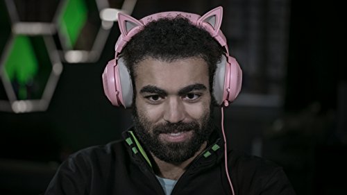 Razer Kraken Over Ear Headset, Quartz Pink Retractable & Razer RC21-01140300-W3M1 Kitty Ears for Kraken, Quartz Pink