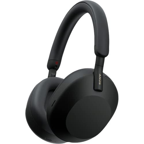 Sony WH-1000XM5 Noise-Canceling Wireless Over-Ear Headphones (Black WH1000XM5/B) Bundle + USB Charging Adapter + Microfiber Cloth (Renewed)