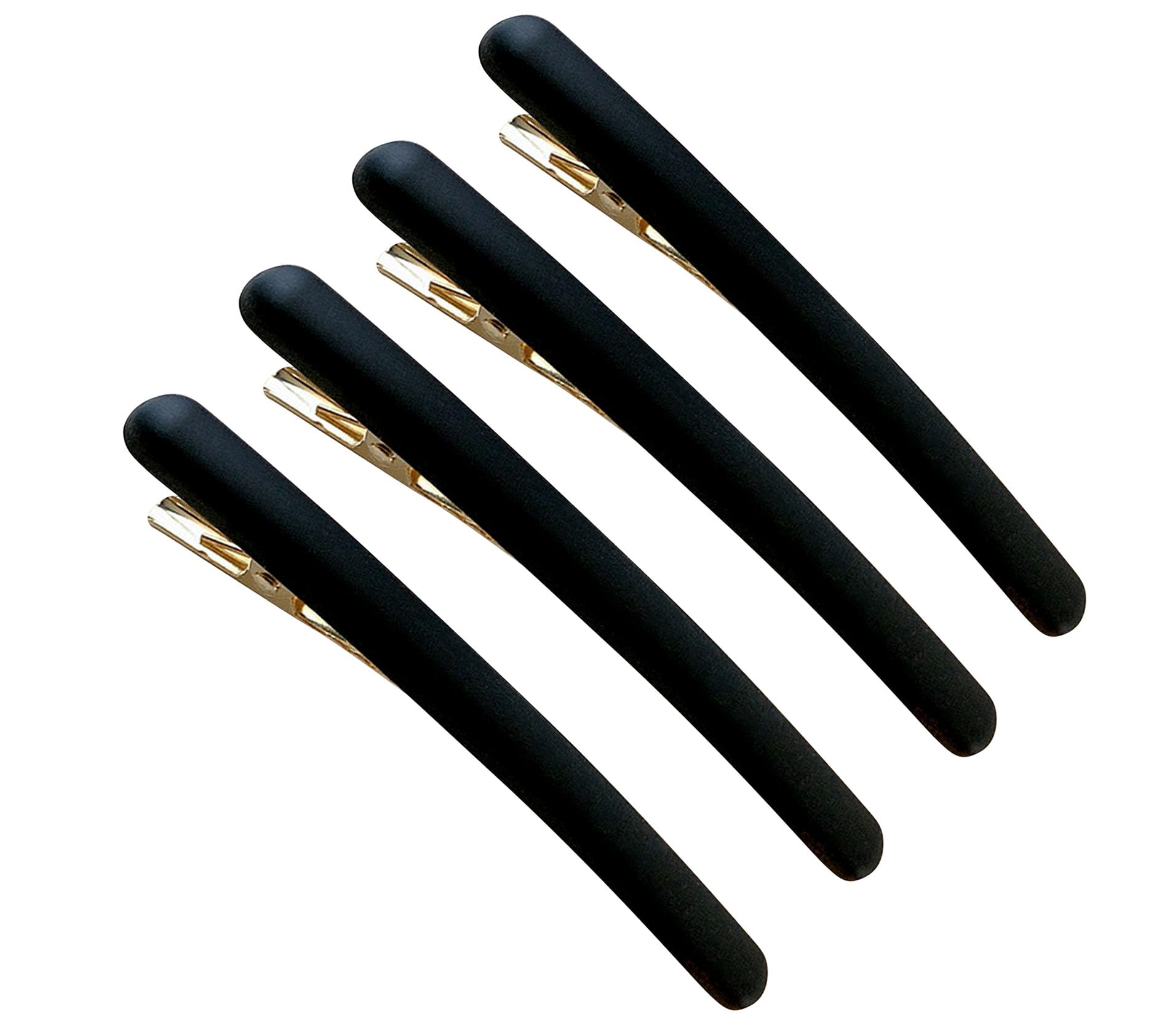 4 Pcs 3.5 Inch Frosted Narrow Metal Spike Alligator Duck bill Hair Clips Bright Duckbill Hair Barrettes Chic Hair Clips for Styling Long Hair (Black)