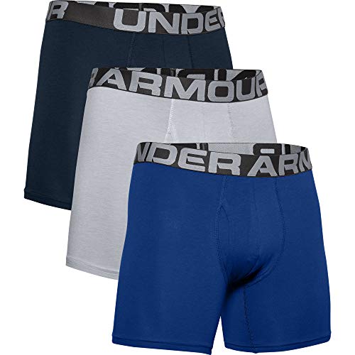 Under Armour mens Charged Cotton 6-inch Boxerjock 3-Pack , Royal (400)/Mod Gray Medium Heather , Medium