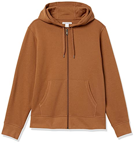 Amazon Essentials Men's Full-Zip Hooded Fleece Sweatshirt (Available in Big & Tall), Toffee Brown, Large