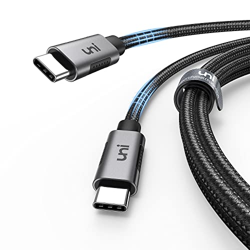 uni USB C to USB C Cable 100W 10ft Long USB Type C 5A Fast Charging Nylon Braided Cord Compatible with MacBook Pro 2021/2020/2019, iPad Pro 2021, Dell XPS 15/13 and More