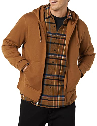 Amazon Essentials Men's Full-Zip Hooded Fleece Sweatshirt (Available in Big & Tall), Toffee Brown, Large