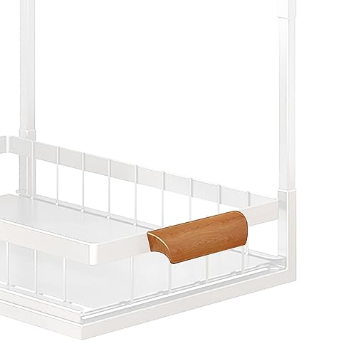 Tainrunse Sliding Cabinet Organizer Kitchen Shelf Maximize Storage with Durable 2-Tier Rust-Resistant Metal Construction for Easy Access Under Sink Narrow White