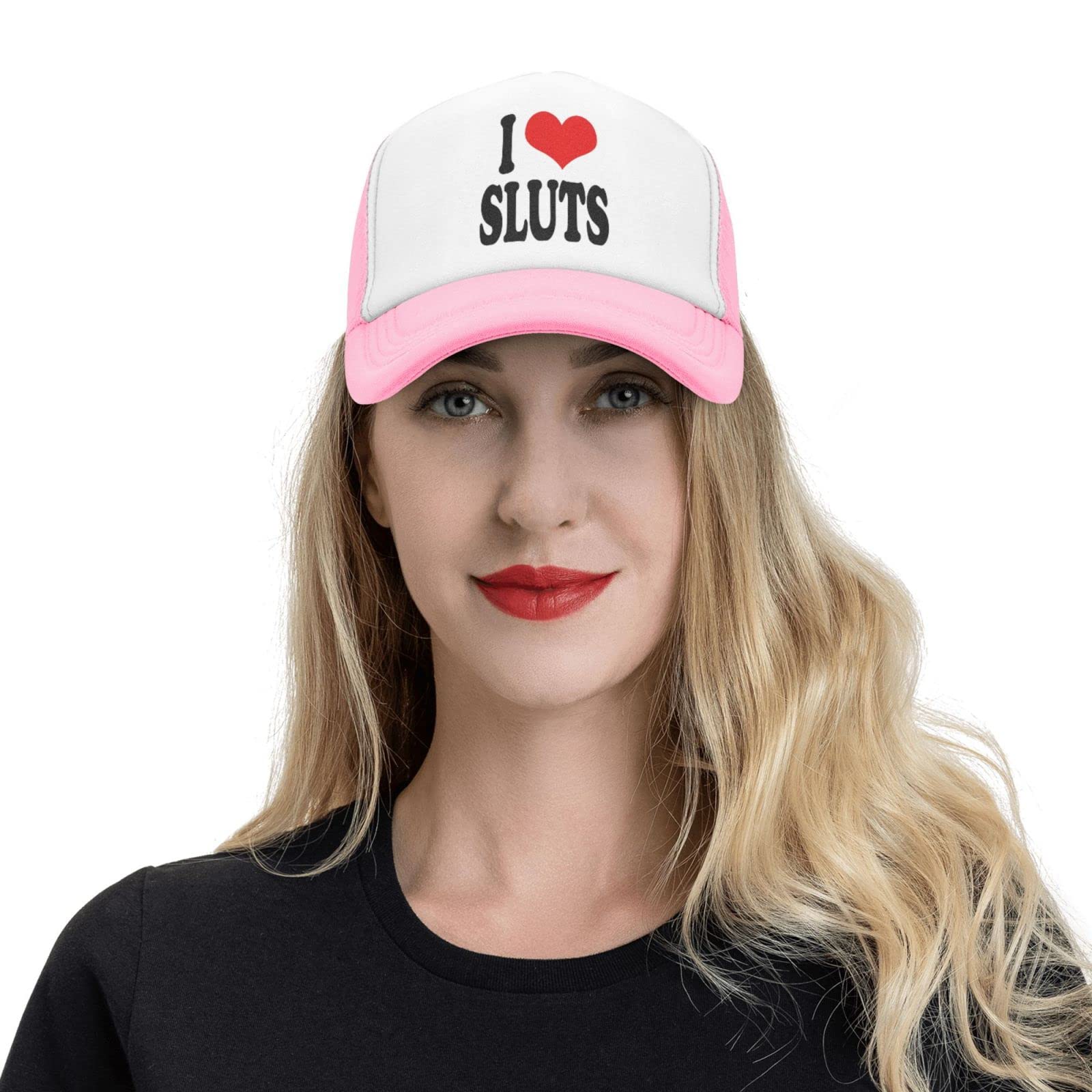 Hat,I Love Sluts Trucker Hat Baseball Cap Pink Women Men Dad Hat Golf Cowboy Hat