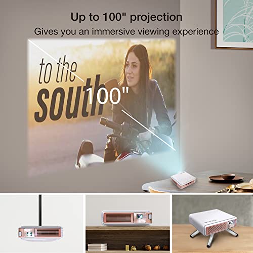 2024 Upgraded Portable Projector, EZCast J4 Rechargeable Movie Projector - Built-in Battery & Speaker - 1080P Pico Projector, Camping Projector, Compatible w/HDMI, USB, iPhone, Android, Tablet, Laptop