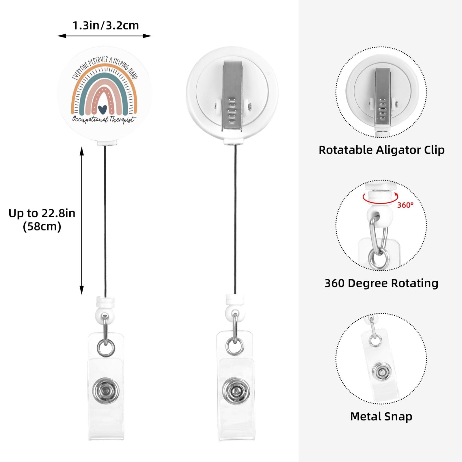 Retractable Badge Reel with Swivel Alligator Clip Nursing Badge Holders for Hanging ID Card Name Key Chain, Everyone Deserves A Helping Hand
