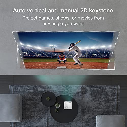 2024 Upgraded Portable Projector, EZCast J4 Rechargeable Movie Projector - Built-in Battery & Speaker - 1080P Pico Projector, Camping Projector, Compatible w/HDMI, USB, iPhone, Android, Tablet, Laptop
