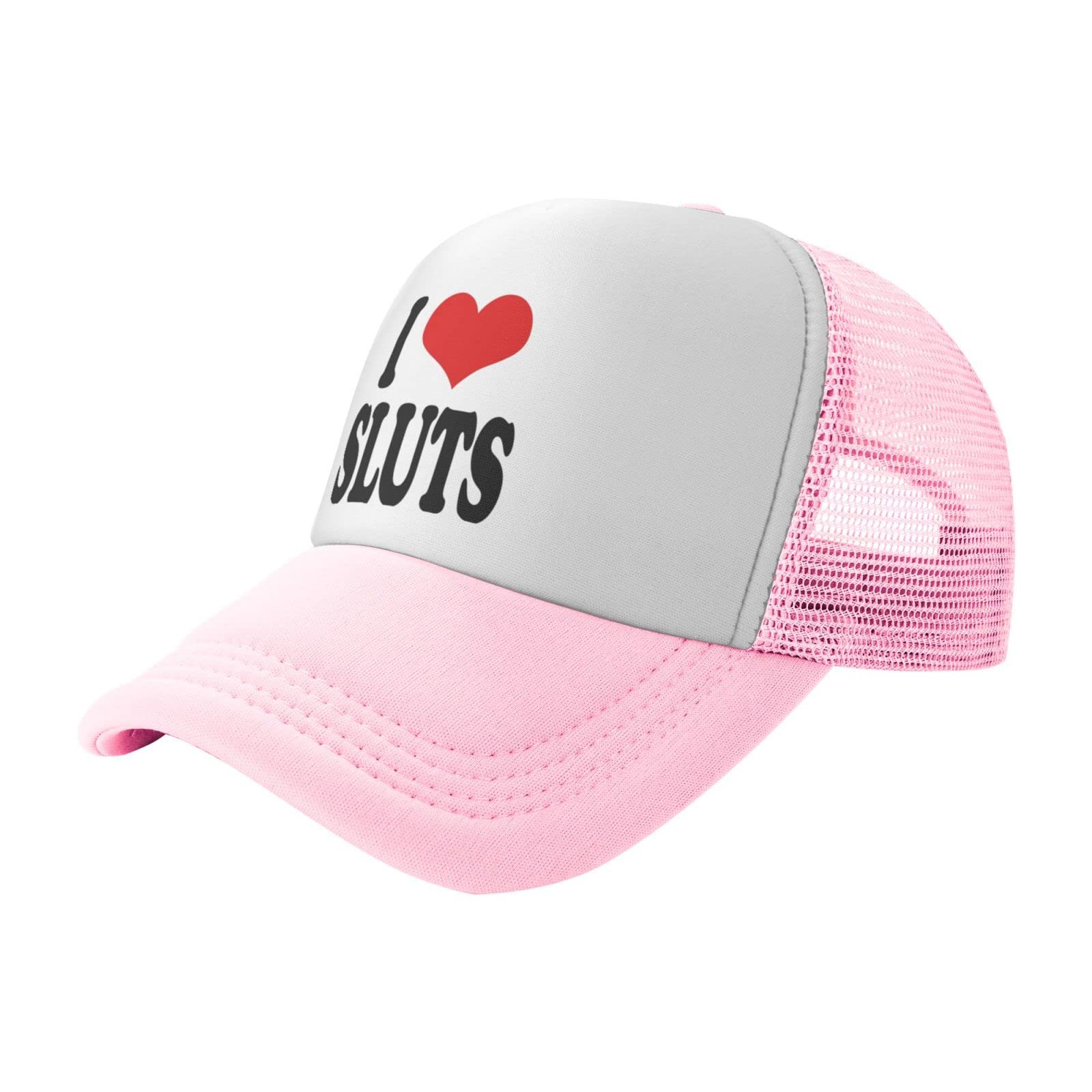 Hat,I Love Sluts Trucker Hat Baseball Cap Pink Women Men Dad Hat Golf Cowboy Hat