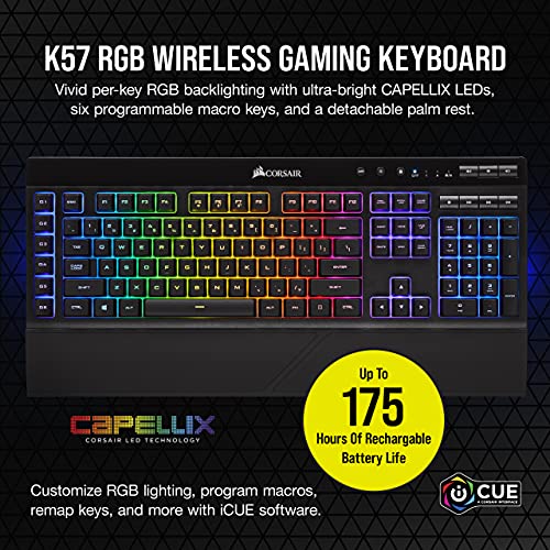 CORSAIR WIRELESS Gaming Bundle - K57 RGB WIRELESS Gaming Keyboard - HARPOON RGB WIRELESS Gaming Mouse - Hyper-Fast SLIPSTREAM WIRELESS Technology