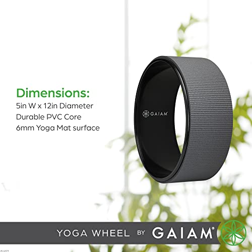 Gaiam Yoga Wheel - Multi-Purpose Yoga Prop & Back Stretcher - Assists with Flexibility, Releasing Tension in Back, Chest, and Spine - Textured Non-Slip Surface, Durable Core - 5"W x 12" Diameter