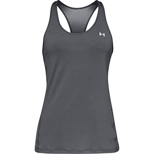 Under Armour Women's HeatGear Armour Racer Tank , Pitch Gray Light Heather (012)/Metallic Silver , Medium