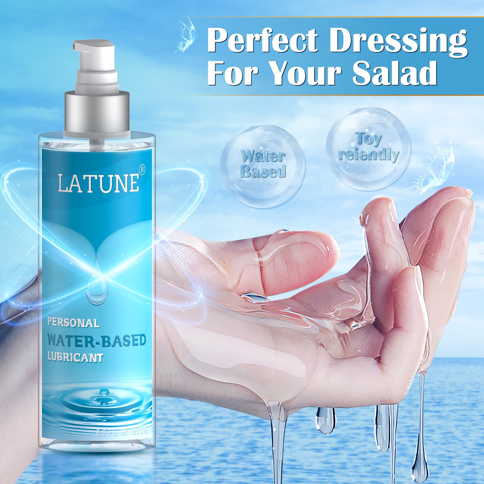 8.5 oz Water Based Lube - Mild Personal Lubricant, Condom Compatible Lube, Water Based Lube Personal Lubricant for Men, Women, and Couples